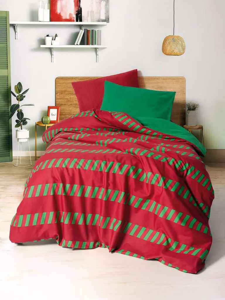 L'essentiel Maison Komplet posteljine Holly, 160x220 cm, Crveno-zelena