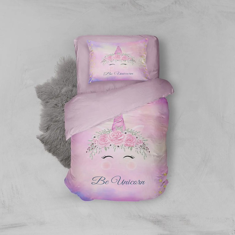 MEY HOME Posteljina Be unicorn 3D 160x220cm roze