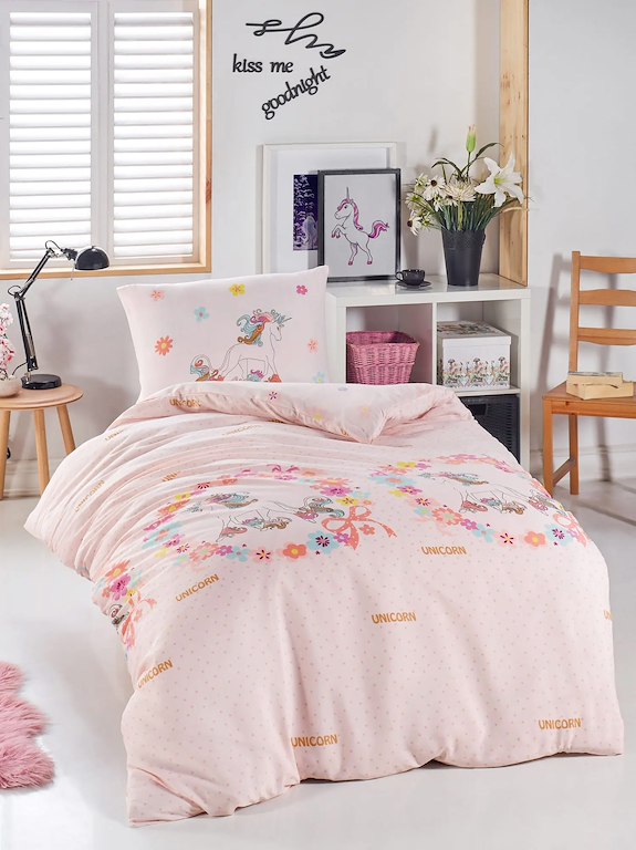 L'essentiel Maison Set Single posteljine Unicornlar, 140x200cm, Roze