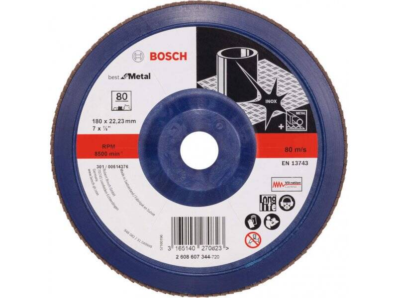 BOSCH LAMELNI BRUSNI DISK X571, BEST FOR METAL PREČNIK 180 MM GRANULACIJA 80, RAVNI – 2608607344