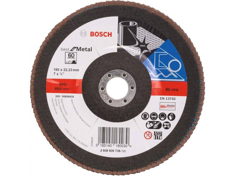 BOSCH LAMELNI BRUSNI DISK X571, BEST FOR METAL PREČNIK 180 MM GRANULACIJA 60, KOLENASTI – 2608606738