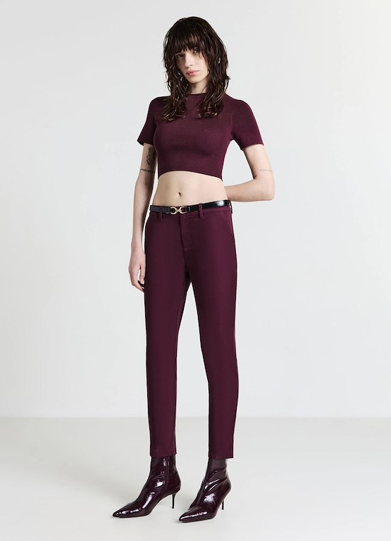 PLAIN SATIN TROUSERS BORDO