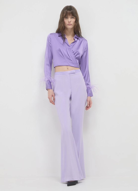 FLARED TROUSERS CREPE FABRIC LILA