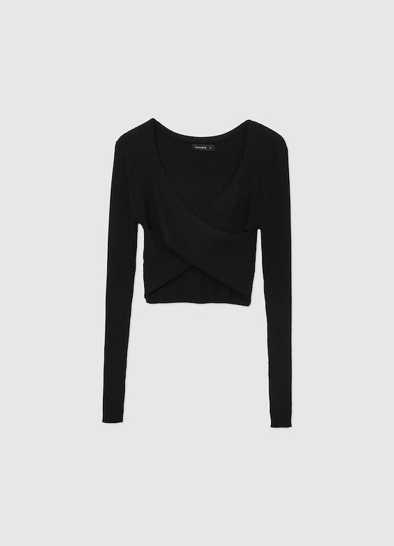 CROSS-OVER RIBBED KNIT ULTRABLACK