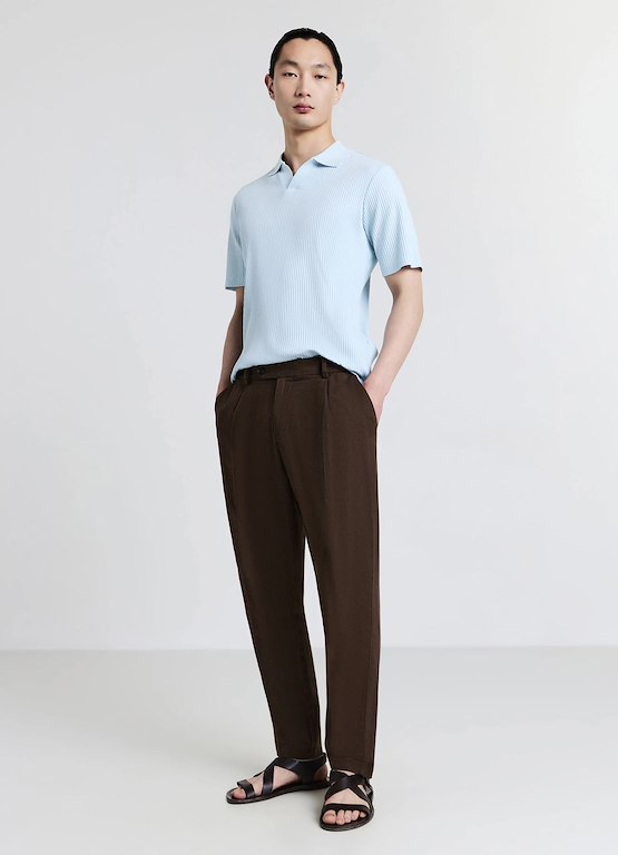 PLAIN-COLOURED RELAXED TROUSERS KAKAO