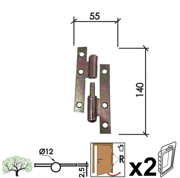 Šarka brodska za vrata SP9006 ZnŽ x140x55x2,5mm desna