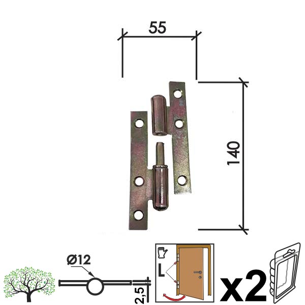 Šarka brodska za vrata SP9006 ZnŽ x140x55x2,5mm leva