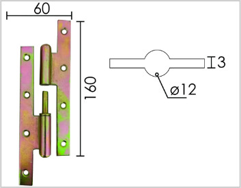 Šarka brodska za vrata SP9006 ZnŽ x160x60x3mm leva