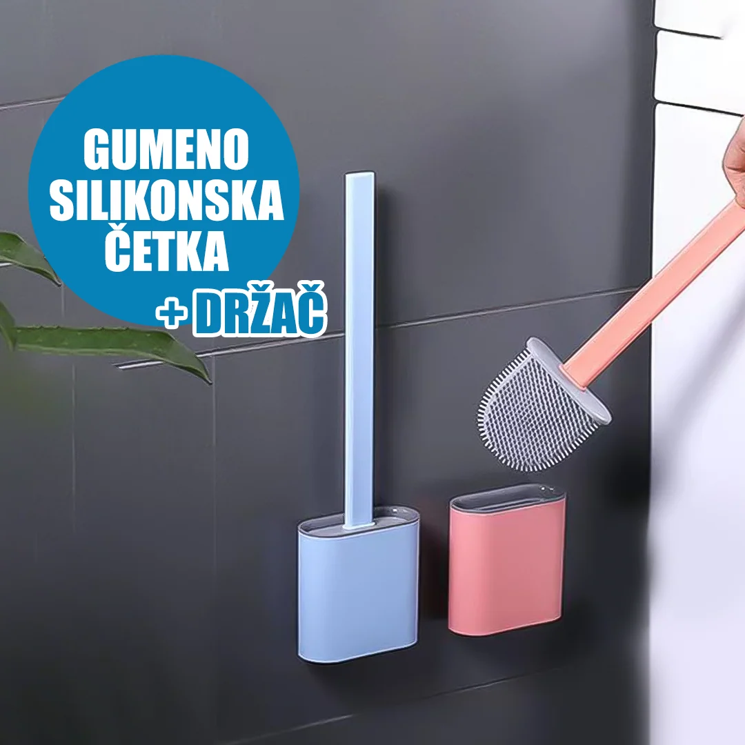 Silikonsko-gumena ergonomska četka za toalet sa držačem