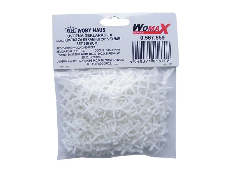 Womax Krstići za keramiku 2x15.5x2mm, 250 komada