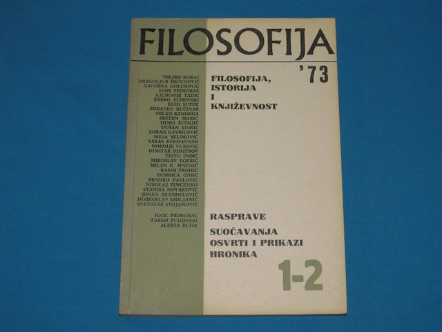 Filosofija 1-2 / 73 FILOSOFIJA, ISITORIJA i KNJIŽEVNOST