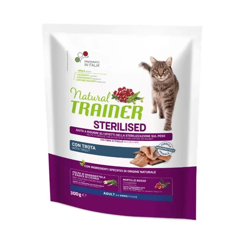 TRAINER Suva hrana za mačke Natural Sterilised, Riba, 300g
