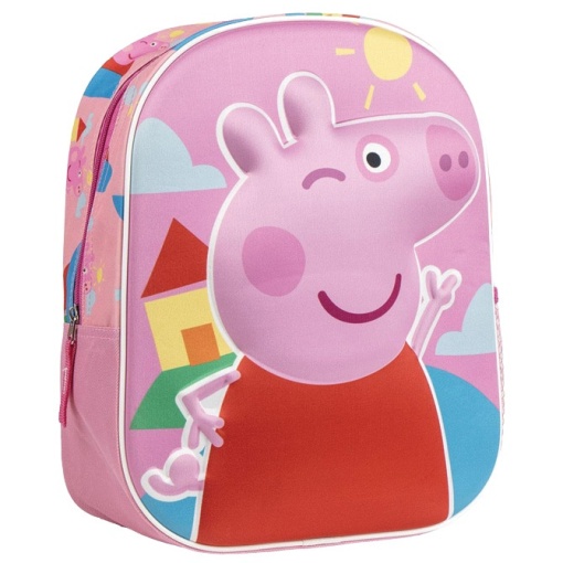 Ranac predškolski 3D Peppa Pig Cerda roze-crveni