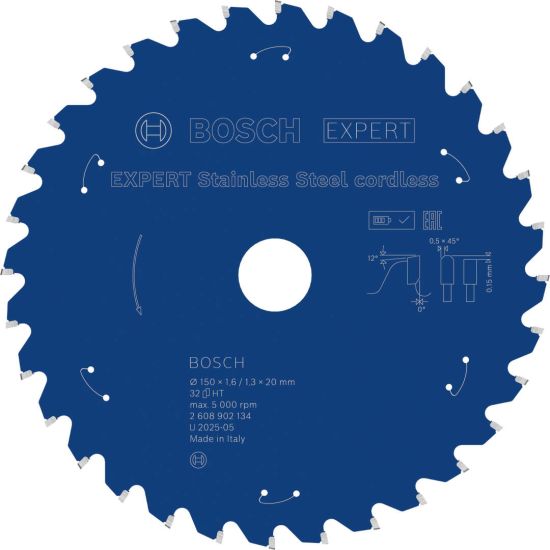 Bosch EXPERT Stainless Steel cordless list kružne testere, 150×1,6/1,3×20 mm, T32 (2608902134)