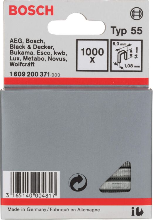 Bosch spajalica sa uskim leđima tip 55 6 x 1,08 x 14 mm - 1609200371