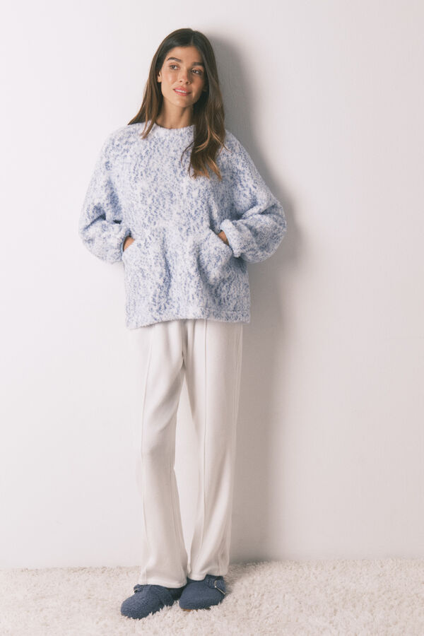 Blue faux shearling long pyjamas