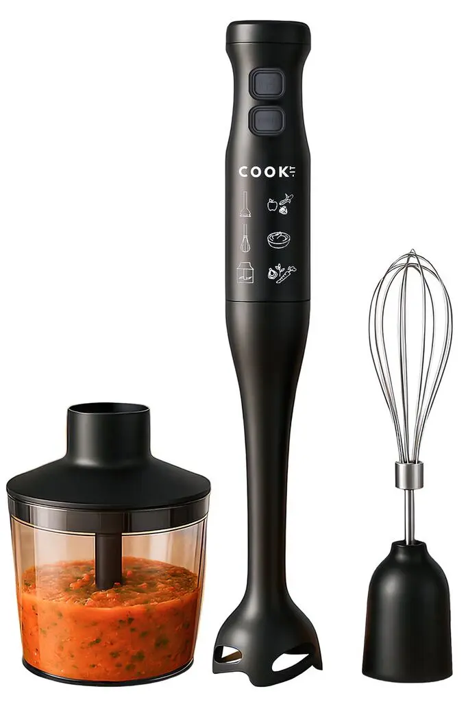 Cook-It Ručni Blender 3-u-1, 2 brzine (Normalna i Turbo), BPA Free, Seckalica + Mutilica, 350W
