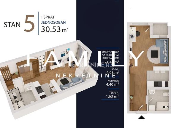 PRODAJE SE KOMPAKTAN JEDNOSOBAN STAN – 31 m² – SLANA BARA – NOVOGRADNJA – PRVI SPRAT