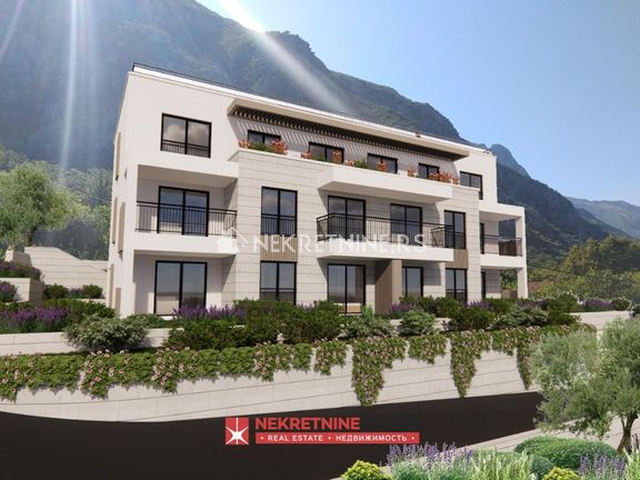 Jednosoban stan 58m2 u novogradnji, sa pogledom na Bokokotorski zaliv, Dobrota, Kotor