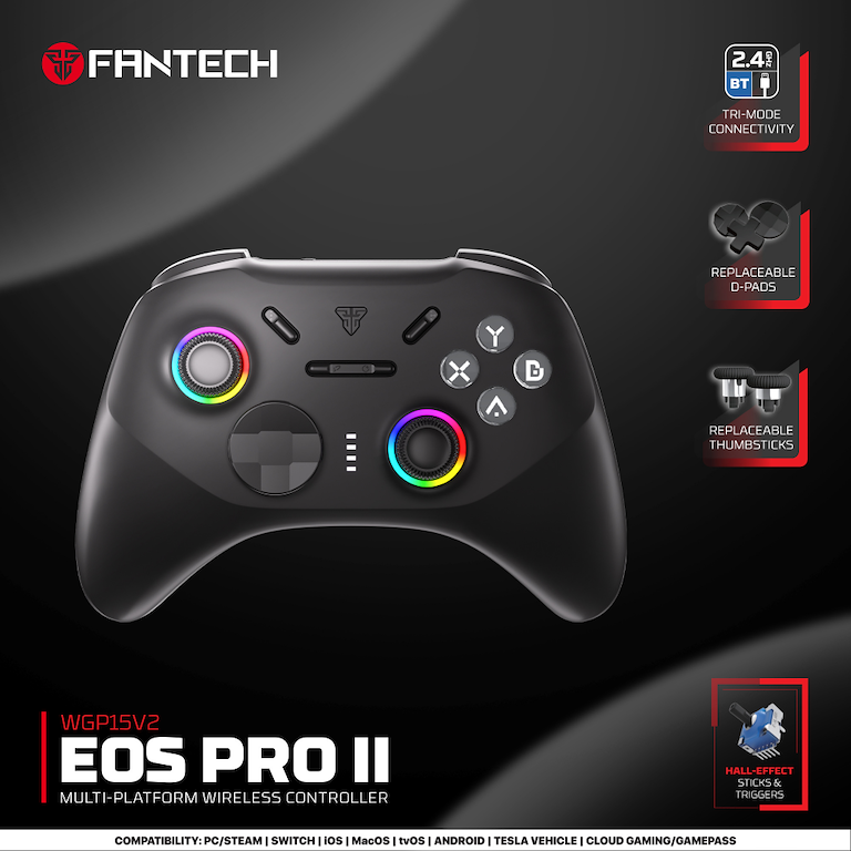 Joypad wireless Fantech WGP15V2 EOS PRO II multiplatform RGB crni