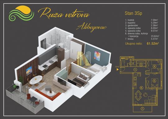 Trosoban stan u kompleksu RuŽa Vetrova - direktna