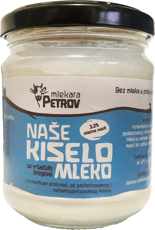 Kiselo Mleko Staklena Teglica Mlekara Petrov 500ml