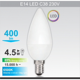 LED SIJALICA E14 4,5W 6500K BELA MITEA