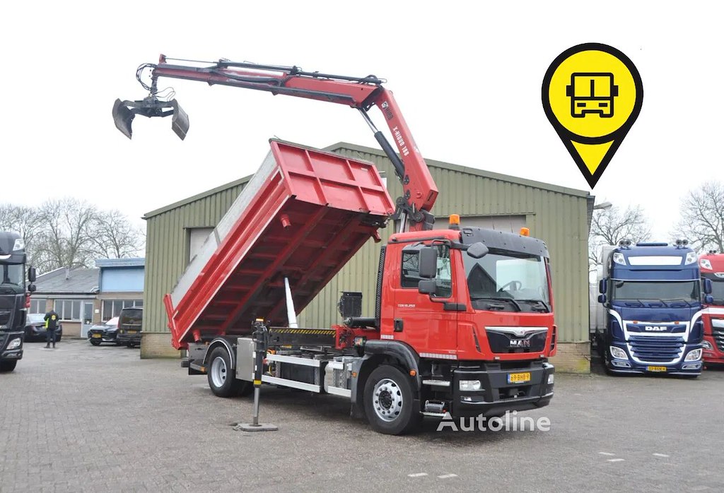MAN TGM 18.250 2-SIDE KIPPER HIAB CRANE COMPRESSOR 132.158km kiper