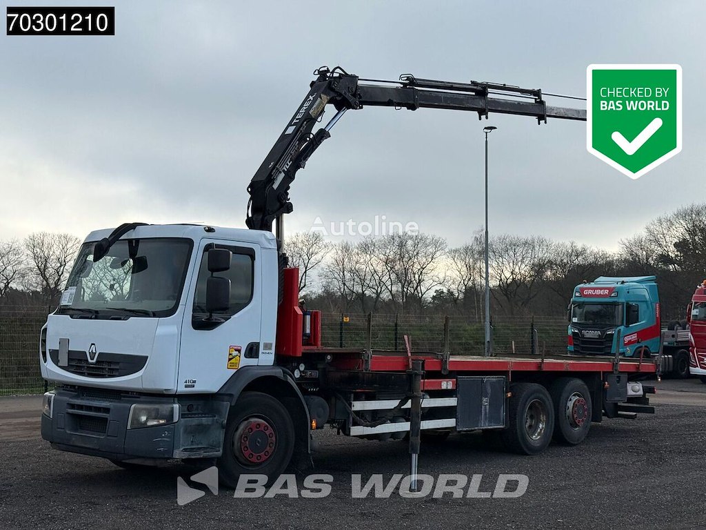 Renault Premium 410 6X2 Terex 120.2E - A3L Kran Crane Lift-Axle Manual E kamion s ravnom platformom