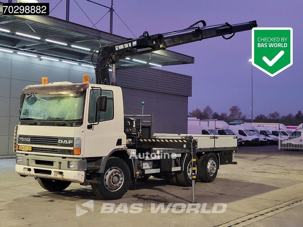 DAF 75CF.250 CF 6X2 HIAB 190W3 Crane Kran Remote Rotator Steering Ax kamion s ravnom platformom