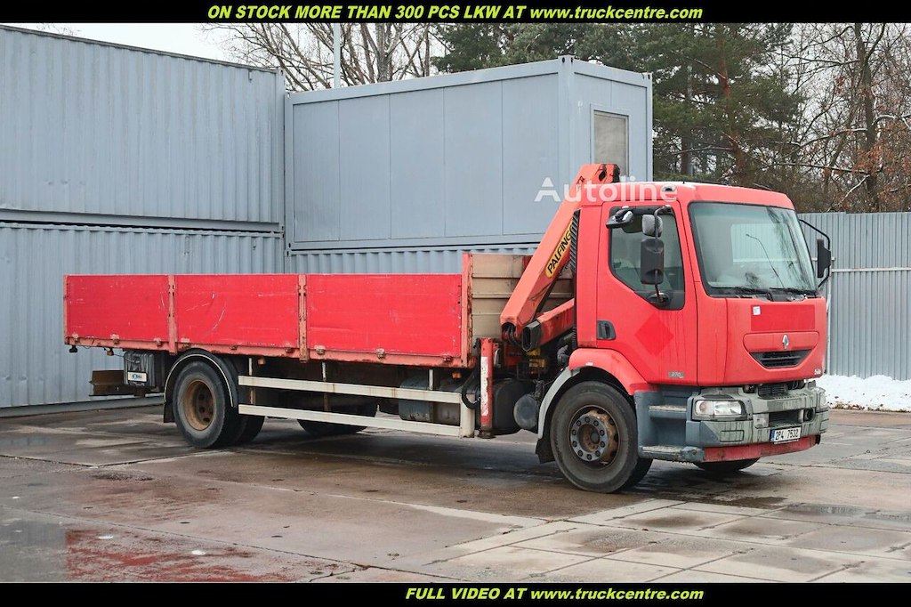 Renault MIDLUM 270 DCI, CRANE/KRAN PALFINGER PK 8080 A kamion s ravnom platformom