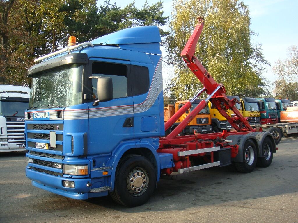Scania 124G420 6X2 HOOKLIFT MEILLER RK20.65, 2003 kamion rol kiper
