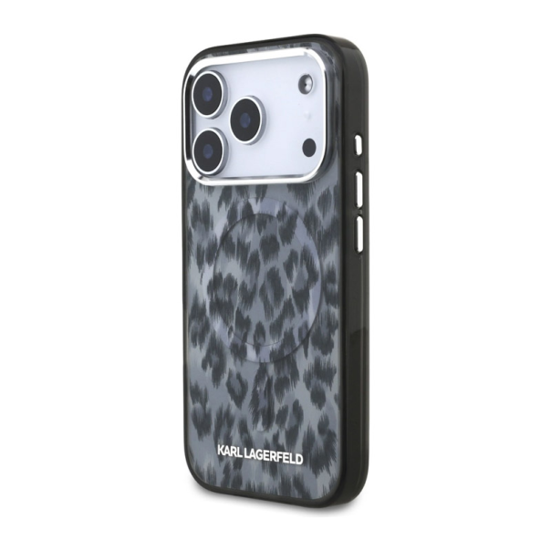 Maska za iPhone 17 Pro Max Karl Lagerfeld IML Leopard Pattern MagSafe Case crna