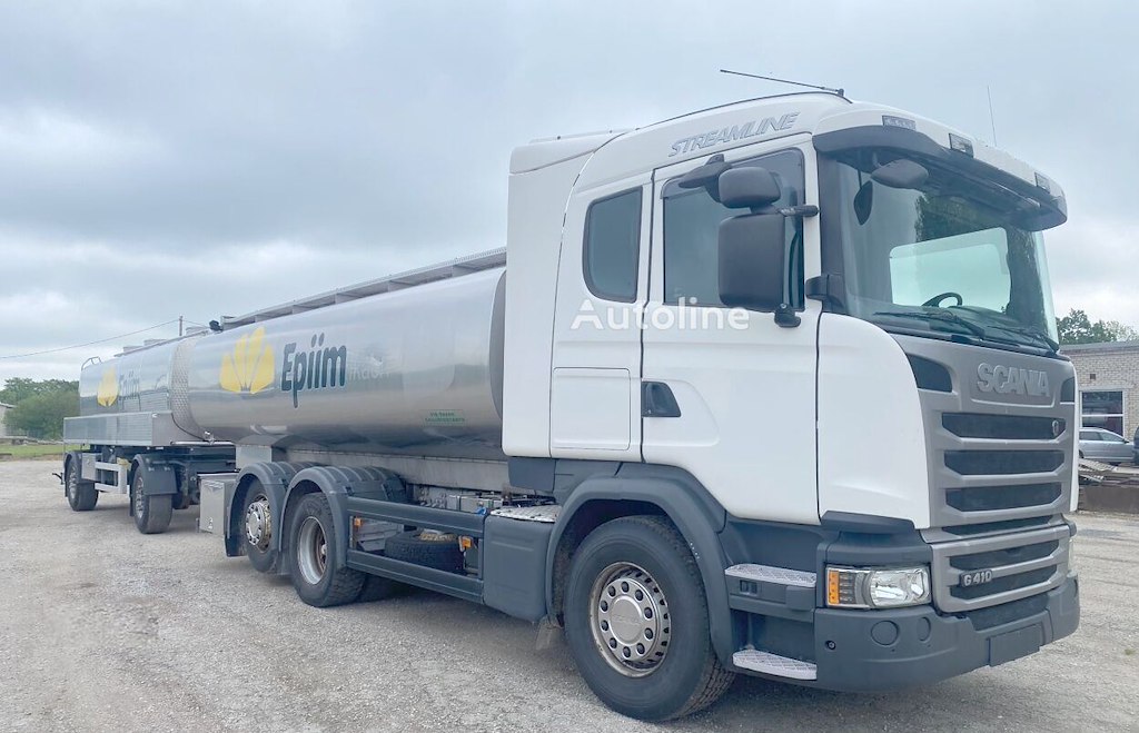Scania G410 milk tank 15000L autocisterna za mleko + prikolica cisterna za prevoz hrane