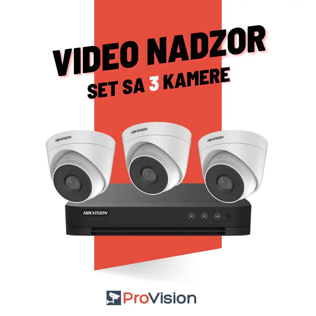 Hikvision KOMPLET za video nadzor sa 3 Full HD kamere TURRET