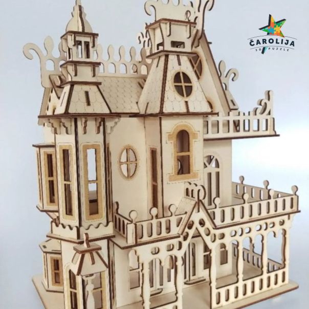 3D DRVENA PUZZLA - VILA FANTAZIJA SA NAMEŠTAJEM