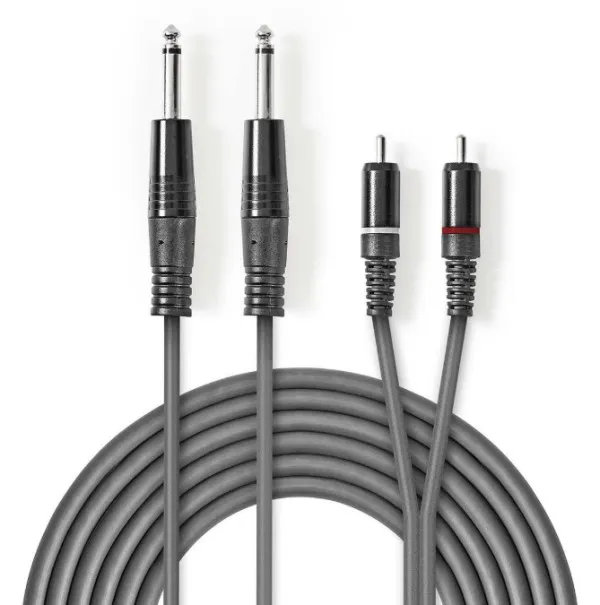 NEDIS COTH23320GY15 Stereo Audio Cable, 2x6.35mm muski na 2xRCA muski 1.5m dark grey