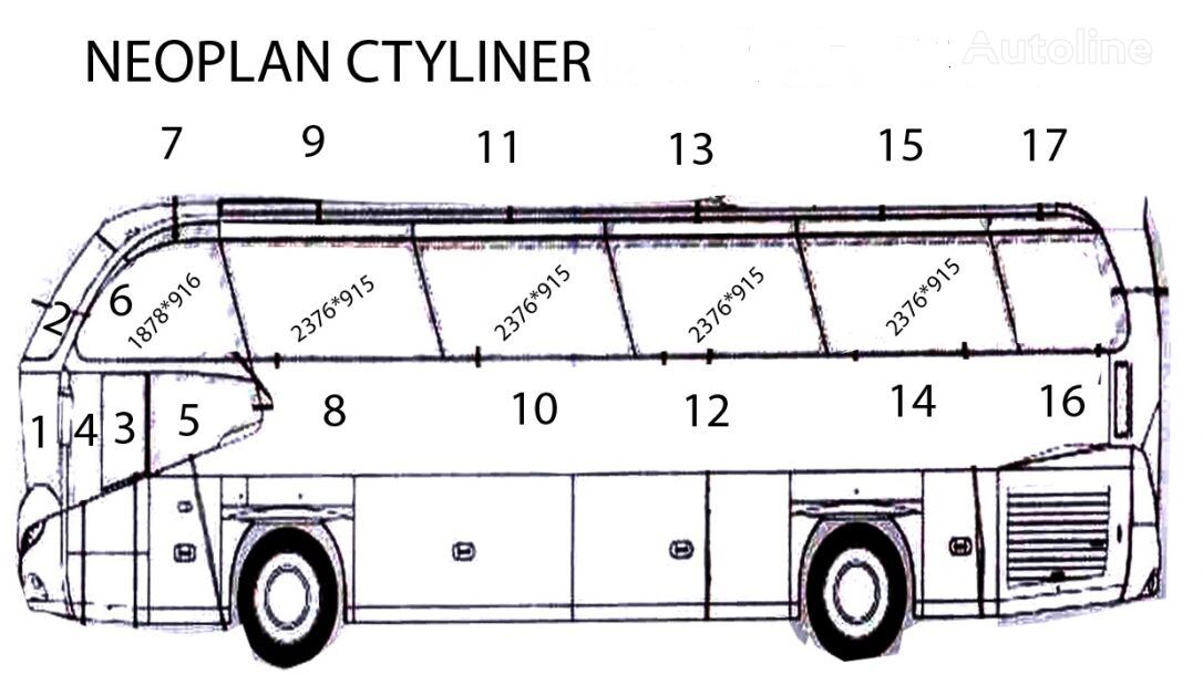 Bočno staklo za Mercedes-Benz Connecto/Citaro autobusa