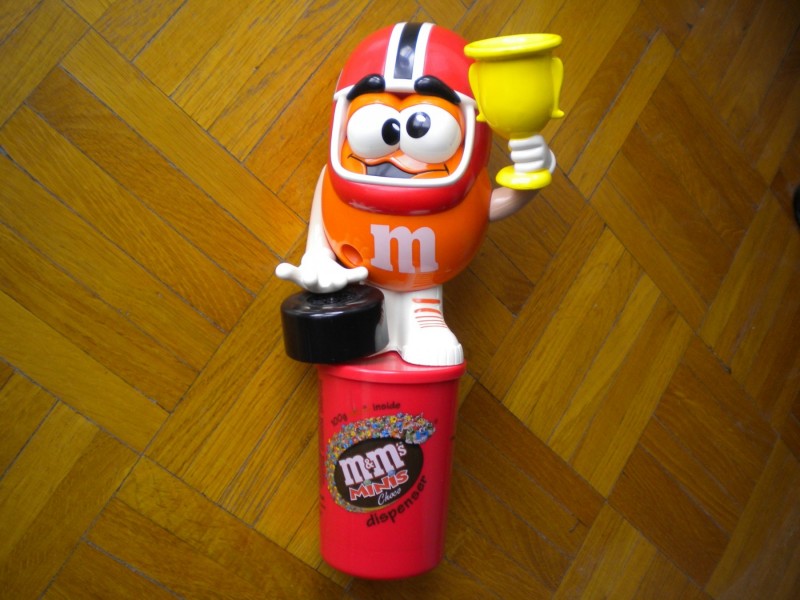 M&M's ORANGE PEANUT RACING CHAMPION TROPHY DISPENSER