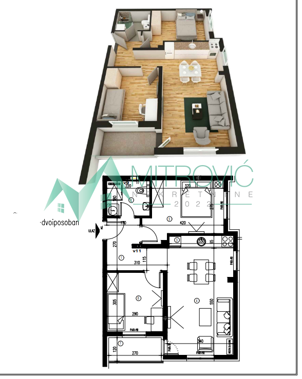 Dvoiposoban stan na prodaju, 53m2, 125.900€