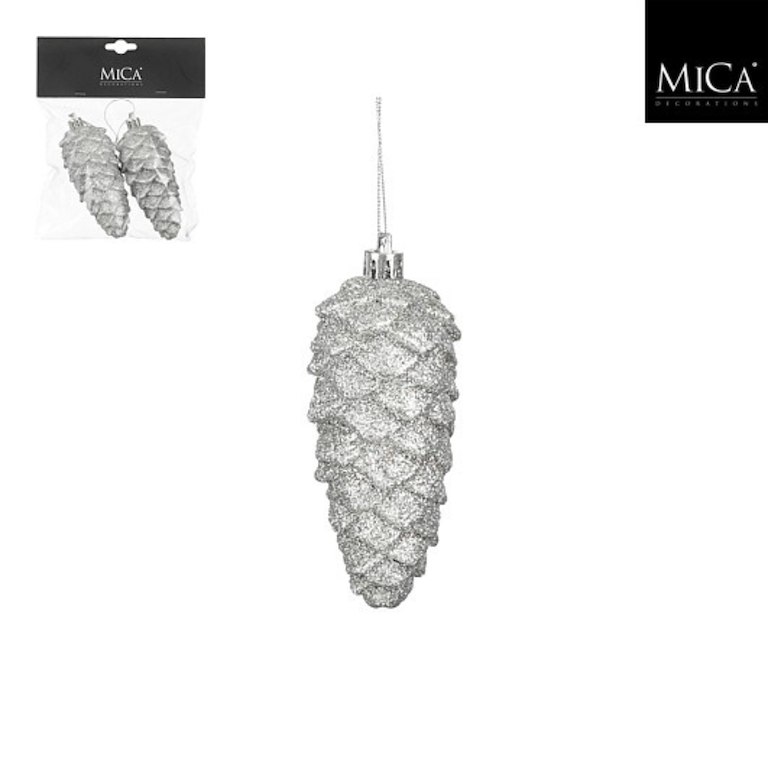 Dekordom Novogodišnja dekoracija - ornament pine cone set 2pcs 11cm 1179681 - silver - edl 044583ID: EK000788487