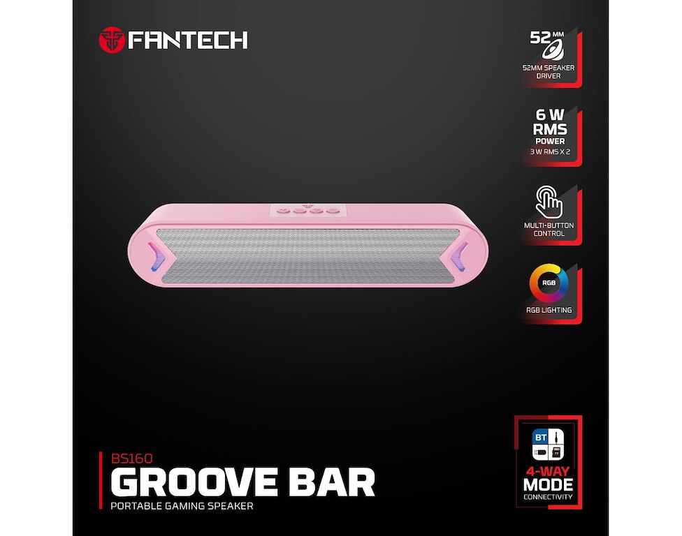 Bluetooth zvucnik Fantech BS160 GROOVE BAR pink