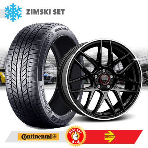 225/65 R17 SET Z CONTINENTAL + MOMO COM BLK POL 5/114.3 + TPMS