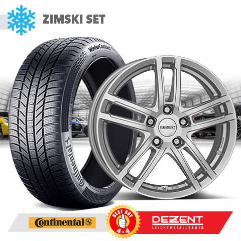 195/55 R16 SET Z CONTINENTAL + DEZENT TZ SIL 5/112 + TPMS