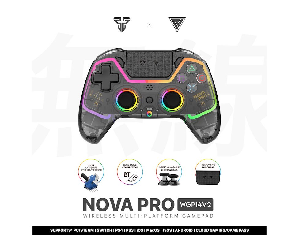Joypad wireless Fantech WGP14V2 NOVA PRO multiplatform RGB providna crni