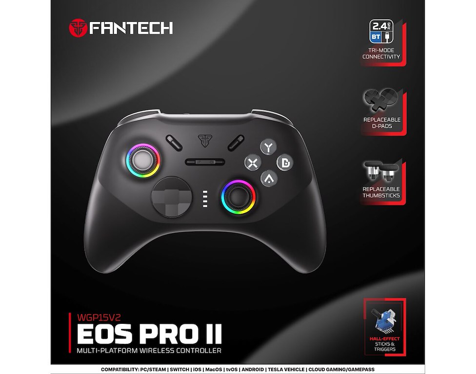 Joypad wireless Fantech WGP15V2 EOS PRO II multiplatform RGB crni