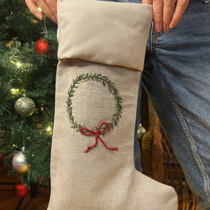 Novogodišnja čarapa-christmas socks-ručni vez