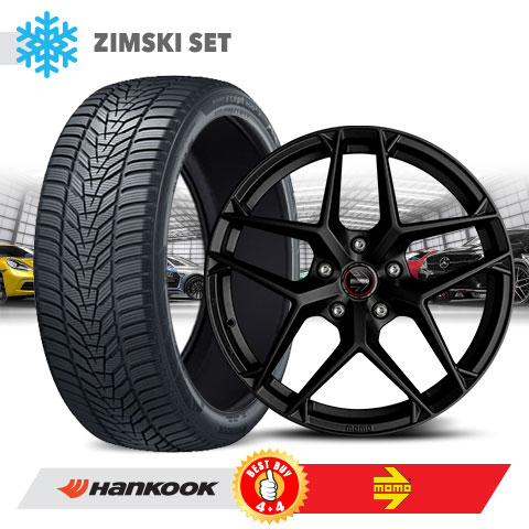 275/40 R21 + 315/35 R21 SET Z HANKOOK + MOMO RF07 SB BLK 5/112 + TPMS