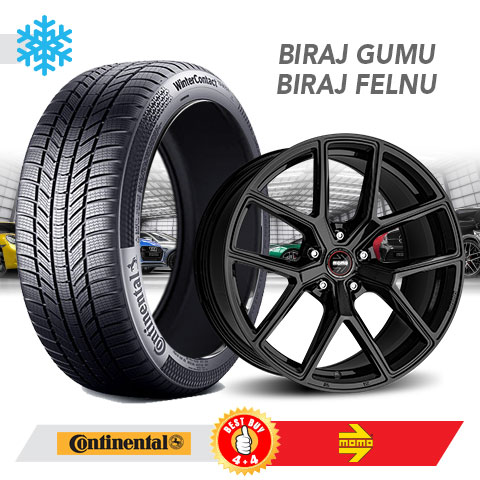 255/45 R19 SET Z CONTINENTAL + MOMO RF01 STR BLK 5/112