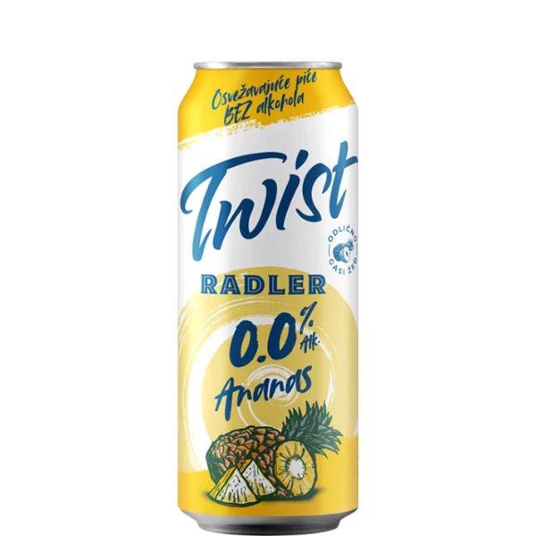 Pivo Radler Twist Ananas 0% 0,5l Can